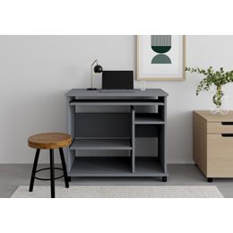Computertisch, B:90cm H:76cm T:50cm, grau, VOGL M&Ouml;BELFABRIK, Tische, "Compi", PC-Tisch mit Tastaturauszug, platzsparend, Breite 72 oder 90 cm