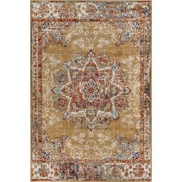 Teppich Hanse Home, B:80cm H:8mm L:120cm, gold, Jute, Polyester, Polypropylen (PP), Wohnzimmer, Teppiche, "Maderno", L&auml;ufer, Orientalisch, Kurzflor,
