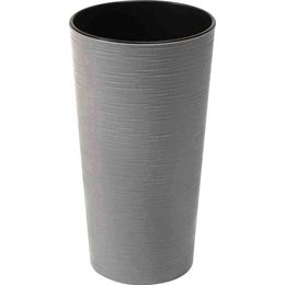 Pflanzk&uuml;bel siena GARDEN, B:30cm H:30cm T:57cm &Oslash;:30cm, grau, Holzwerkstoff, Kunststoff, Outdoor, Pflanzgef&auml;&szlig;e, Rillenoptik, rund