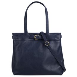 Samantha Look Damen Shopper, blau, Leder, leicht gl&auml;nzend, unifarben, Taschen, echt Leder, Made in Italy