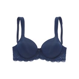 Lascana Damen Schalen-BH "T-Shirt-BH, B&uuml;gel-BH, Dirndl-BH", Gr. 95, blau, Microtouch, Obermaterial: 85% Polyamid, 15% Elasthan, BHs, mit breiten