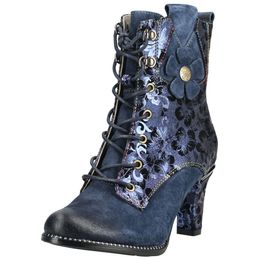 Laura Vita Damen High-Heel-Stiefelette "Laura Vita Stiefelette Leder", Gr. 41, blau, Leder, Schuhe