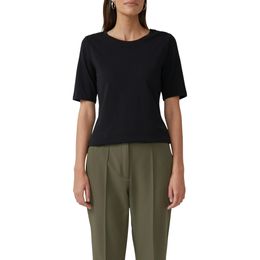 Damen T-Shirt, schwarz, Gr. 36, s.Oliver BLACK LABEL, unifarben, Jersey, Obermaterial: 93% Baumwolle, 7% Elasthan, Shirts, mit Satindetail