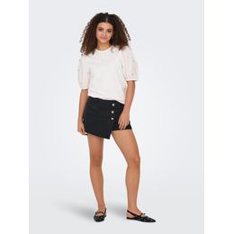 Only Damen Jeansshorts "ONLLESLY REG LB DNM SKORT BJ NOOS", schwarz, Gr. M, unifarben, Denim/Jeans, Obermaterial: 100% Baumwolle, Jeans, Baumwolle,