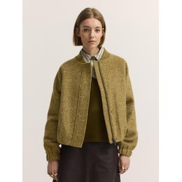 Bugatti Damen Bomberjacke "Regular Fit", gr&uuml;n, Gr. 42, meliert, 70% Polyester, 30% Wolle, Jacken, Regular Fit Tweedoptik Collegekragen
