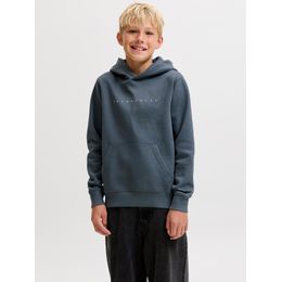 Jack & Jones Kinder Kapuzensweatshirt "JJESTAR JJ SWEAT HOOD NOOS JNR", blau, Gr. 152, JACK & JONES JUNIOR, bedruckt, angeraute Sweatware, Obermaterial: 70%