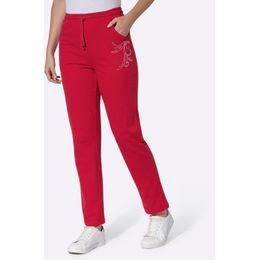 Damen Schlupfhose, rot, Gr. 42, unifarben, 60% Baumwolle, 40% Polyester, Hosen