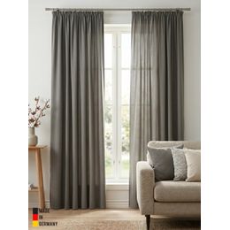 Vorhang WIRTH, B:127cm H:145cm, grau, Baumwolle, Wohnzimmer, Gardinen, "WIRTHNatur", 1-lagig