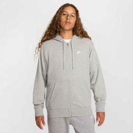 Nike Sportswear Herren Kapuzensweatjacke "M NK CLUB FT FZ HOODIE", grau, Gr. XXL, Jersey, Obermaterial: 80% Baumwolle, 20% Polyester, Sweatjacken,