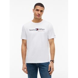Tommy Hilfiger Herren T-Shirt "BRAND LOVE RWB GRAPHIC", wei&szlig;, Gr. L, Jersey, Obermaterial: 100% Baumwolle, Shirts, Auff&auml;lliger Frontprint mit Tommy