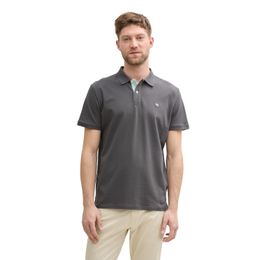 Tom Tailor Herren Poloshirt, grau, Gr. XXL, unifarben, Single Jersey, Obermaterial: 100% Baumwolle, Shirts, mit Knopfleiste und Logo