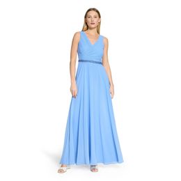 Vera Mont Damen Abendkleid "Damen mit Plissee", blau, festlich, Gr. 42, Chiffon, Obermaterial: 100% Polyester. Besatz: 100% Polyester. Futter: 100%