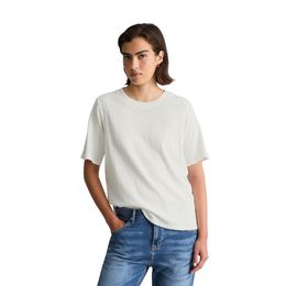 Marc O'Polo Damen T-Shirt "aus softer Bio-Baumwolle", wei&szlig;, Basic, Gr. L, MARC O'POLO DENIM, unifarben, Obermaterial: 100% Baumwolle, Shirts