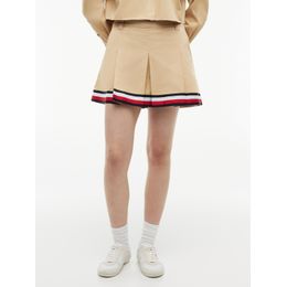 Tommy Jeans Damen Minirock "TJW RWB TAPE MINI SKIRT", beige, Gr. 34, unifarben mit Farbeinsatz, Web, Obermaterial: 100% Baumwolle, R&ouml;cke, Baumwolle
