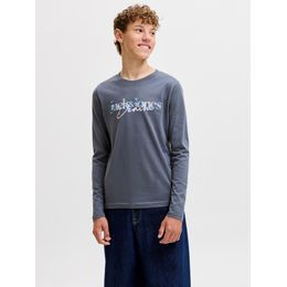 Jack & Jones Kinder Langarmshirt "JJTOM TEE LS CREW NECK JNR", grau, Gr. 128, JACK & JONES JUNIOR, Single Jersey, Obermaterial: 100% Baumwolle, Shirts, Baumwolle,