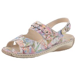 Waldl&auml;ufer WALDL&Auml;UFER Damen Sandale "GARDA", Gr. 7,5, bunt, Veloursleder, gebl&uuml;mt, Schuhe, Sommerschuh, Klettschuh, Sandalette in Bequemweite G (= weit)