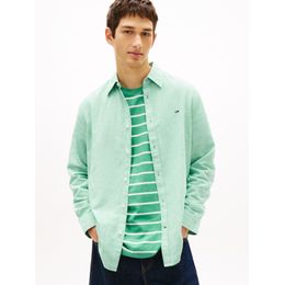 Tommy Jeans Herren Langarmhemd "TJM REGULAR FIT LINEN BLEND", gr&uuml;n, Gr. XXXL, unifarben, Web, Obermaterial: 55% Leinen, 45% Baumwolle, Hemden