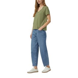 s.Oliver Damen T-Shirtsummer khaki, Gr. 36, Jersey, Obermaterial: 100% Baumwolle, Shirts, V-Ausschnitt mit Rippblende