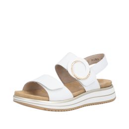 Remonte Damen Plateausandale, Gr. 38, wei&szlig;, Leder, unifarben, Schuhe, Sommerschuh, Sandalette mit Softfu&szlig;bett und zwei Klettverschl&uuml;ssen