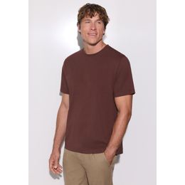 Street One MEN Herren T-Shirt, braun, Gr. S, unifarben, Web, 100% Baumwolle, Shirts, aus reiner Baumwolle