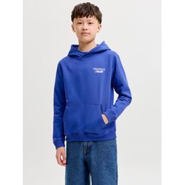 Jack & Jones Kinder Kapuzensweatshirt "JORNORREBRO TYPO BACK SWEAT HOOD SN JNR", blau, Gr. 152, JACK & JONES JUNIOR, bedruckt, angeraute Sweatware, Obermaterial: