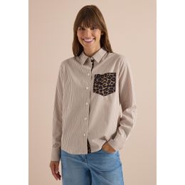 Cecil Damen Hemdbluse, beige, Gr. XXL, gestreift, Web, 50% Baumwolle, 50% Viskose, Blusen, aus softem Materialmix