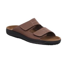 Rohde Herren Pantolette "Soltau-H", Gr. 44, braun, Nubukleder, Schuhe, Sommerschuh, Schlappen, Hausschuh mit Klettverschl&uuml;ssen