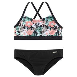 Chiemsee M&auml;dchen Bustier-Bikini, schwarz, Gr. 158, Polyamid, Bikini-Sets, im tropischen Print