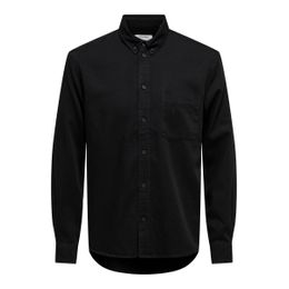 Only & Sons ONLY & SONS Herren Jeanshemd "ONSORSON REGULAR YFM DNM SHIRT NOOS", schwarz, Gr. XL, unifarben, Denim/Jeans, Obermaterial: 100% Baumwolle, Hemden,