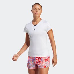 Damen T-Shirt "AEROREADY TRAIN ESSENTIALS MINIMAL BRANDING V-NECK", wei&szlig;, Gr. L, adidas Performance, clean, Obermaterial: 93% Polyester, 7% Elasthan,