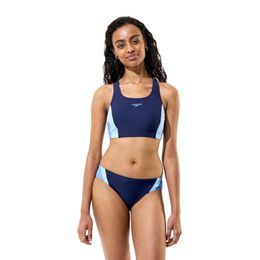 Speedo Damen Bustier-Bikini "CLRBLCK SPLCE 2.0 2PC BLU/LTBLU", blau, Gr. 38, Microfaser, Obermaterial: 80% Polyester, 20% Elasthan, Bikini-Sets,