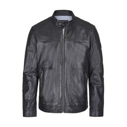Bugatti Herren Bomberjacke "BUCLAUDIO", schwarz, Gr. 48, uni, Obermaterial: 100% Lammleder LEL. Futter: 100% Baumwolle CO. 100% Baumwolle CO.,