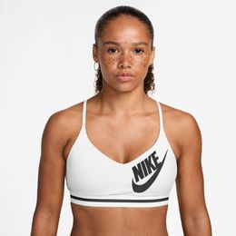 Nike Damen Sport-BH "W NK INDY LS LOGO BRA", Gr. XXL, wei&szlig;, Obermaterial: 79% Polyester, 21% Elasthan, BHs, mit hohem Elasthananteil, aus Polyester