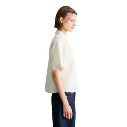 Marc O'Polo Damen Kurzarmbluse "aus Leinen-Baumwolle-Mix", wei&szlig;, Gr. XL, MARC O'POLO DENIM, unifarben, Obermaterial: 56% Leinen, 44% Baumwolle, Blusen