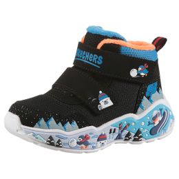 Skechers Damen Winterstiefel "PLAY SCENE", Gr. 21, schwarz, Lederimitat, Textil, kontrastfarbene Details, Schuhe, Klettboots mit Warmfutter,