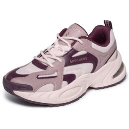 Skechers Damen Sneaker "UNO RYZE", Gr. 36, lila, Lederimitat, kontrastfarbene Details, Schuhe, Schn&uuml;rschuh, Halbschuh, Freizeitsneaker mit Air-Cooled