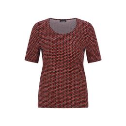 GOLDNER Damen Kurzarmshirt "Kurzgr&ouml;&szlig;e Viskoseshirt mit geometrischem Minimal Print", rot, Modisch, Gr. 19, Obermaterial: 95% Viskose CV. 5% Elasthan