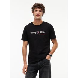 Tommy Hilfiger Herren T-Shirt "BRAND LOVE RWB GRAPHIC", schwarz, Gr. L, Jersey, Obermaterial: 100% Baumwolle, Shirts, Auff&auml;lliger Frontprint mit