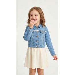 happy girls M&auml;dchen Jeansjacke, blau, Gr. 164, kontrastfarbene Details, unifarben, Denim/Jeans;Twill, Obermaterial: 98% Baumwolle, 2% Elasthan,