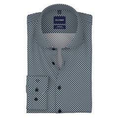 OLYMP Herren Langarmhemd "No. Six", blau, Gr. 40, gemustert, Web, Obermaterial: 97% Baumwolle, 3% Elastolefin, Hemden, Businesshemd, Kentkragen,