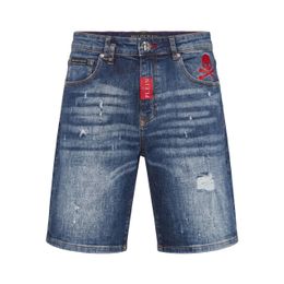 Philipp Plein Herren Shorts "Basic", blau, Gr. 32, Stoff: 98% Baumwolle, 2% Elasthan. Futter: 65% Polyester, 35% Baumwolle, Hosen