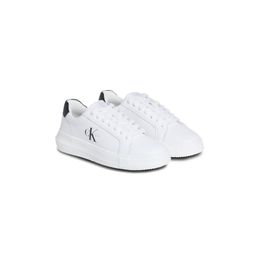 Damen Plateausneaker "CHUNKY CUPSOLE MONO LTH WN", Calvin Klein Jeans, Gr. 42, schwarz-wei&szlig;, Leder, unifarben mit Farbeinsatz, Schuhe, Schn&uuml;rschuh,