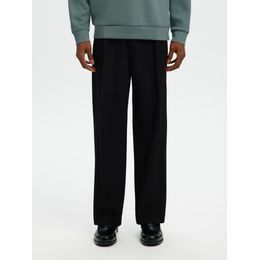 Selected Herren Stoffhose "SLH220-LOOSE FINN FLEX PANTS NOOS", schwarz, Gr. XL, unifarben, Web, Obermaterial: 62% Polyester, 33% Viskose, 5%