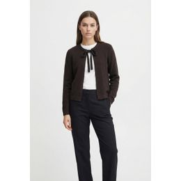 Only Damen Strickjacke "ONLJESSIE LS ONE STRING CARDIGA KNT", braun, Gr. S, meliert, Strick, Obermaterial: 35% Polyester, 30% Nylon, 25% Polyacryl,