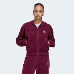 Damen Fleecejacke "ESSENTIALS CHENILE ORIGINALS", rot, Gr. XL, adidas originals, Obermaterial: 70% Baumwolle, 30% Polyester, Jacken