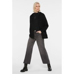 Damen Kapuzensweatjacke, schwarz, Gr. L, SENSES.THE LABEL, unifarben, Material: 72% Polyester, 25% Viskose, 3% Elasthan, Sweatjacken