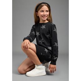 Kidsworld M&auml;dchen Sweatkleid "Sterne-Allover Kleid", schwarz, Gr. 176, bedruckt, angeraute Sweatware, Obermaterial: 100% Baumwolle, Kleider,