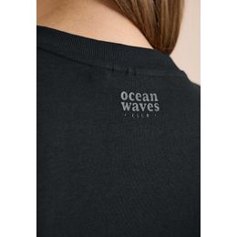 Cecil Damen T-Shirt, schwarz, Gr. M, unifarben, Jersey, Obermaterial: 50% Baumwolle, 50% Modal, Shirts, mit elastischem Bund