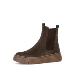Gabor Damen Chelseaboots, Gr. 40, braun, Elastischer Einsatz, Veloursleder, unifarben, Schuhe, Plateau, Stiefelette mit zwei Anziehlaschen