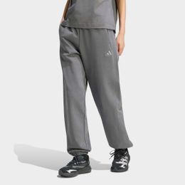 Damen Sporthose "ADIDAS KIT, LOCKER GESCHNITTEN, B&Uuml;NDCHEN, KLEINES LOGO", grau, Gr. S, adidas Sportswear, Obermaterial: 100% Baumwolle, Hosen